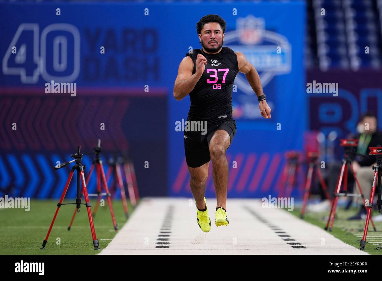Iowa defensive back Sebastian Castro runs the 40-yard dash at the NFL ...
