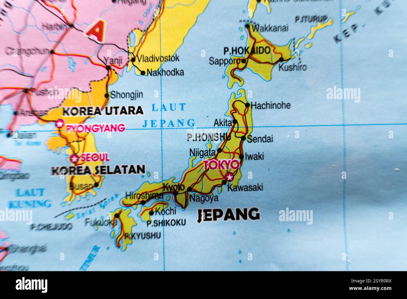 Detailed Political Map of Korea and Japan Highlighting Major Cities ...