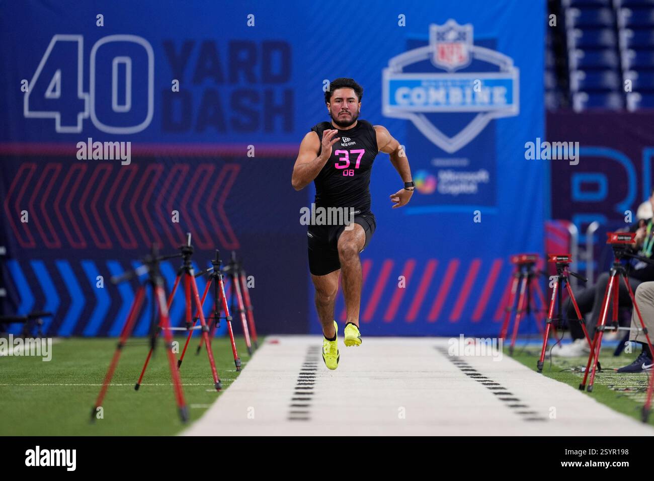 Iowa defensive back Sebastian Castro runs the 40-yard dash at the NFL ...