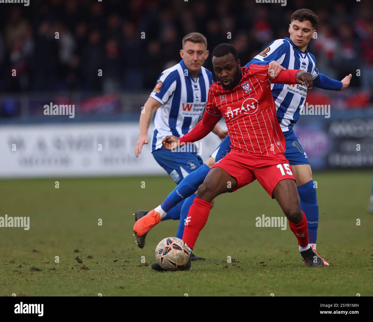 Hartlepool United's Jamie Miley battles for possession with York City's ...