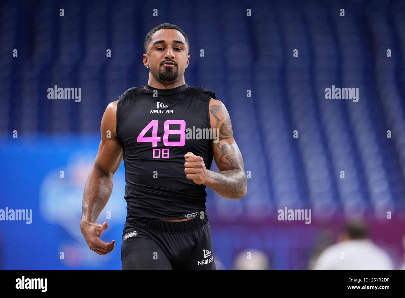Virginia defensive back Jonas Sanker runs the 40-yard dash at the NFL ...