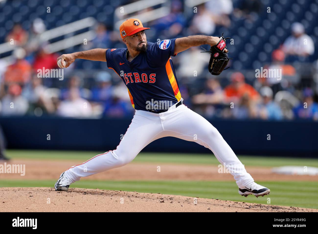 WEST PALM BEACH, FL - FEBRUARY 25: Houston Astros pitcher Nick Hernandez (72) delivers a pitch ...