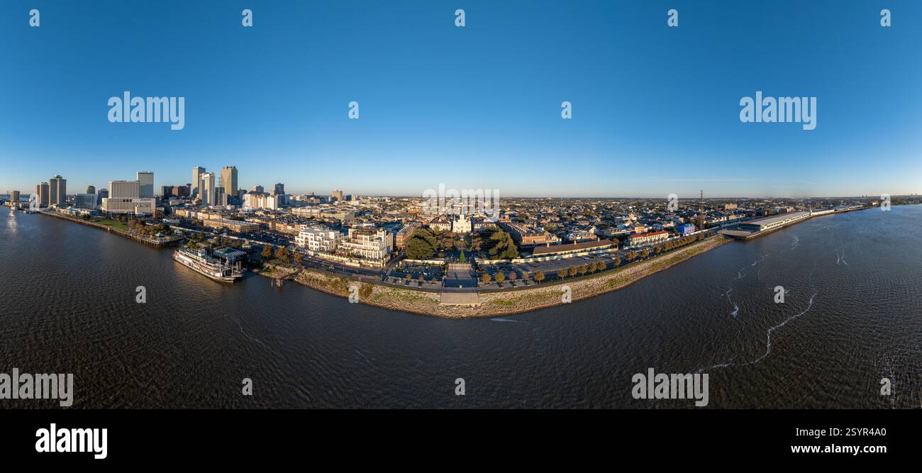 Aerial view of Jackson Square with Saint Louis Cathedral church and ...
