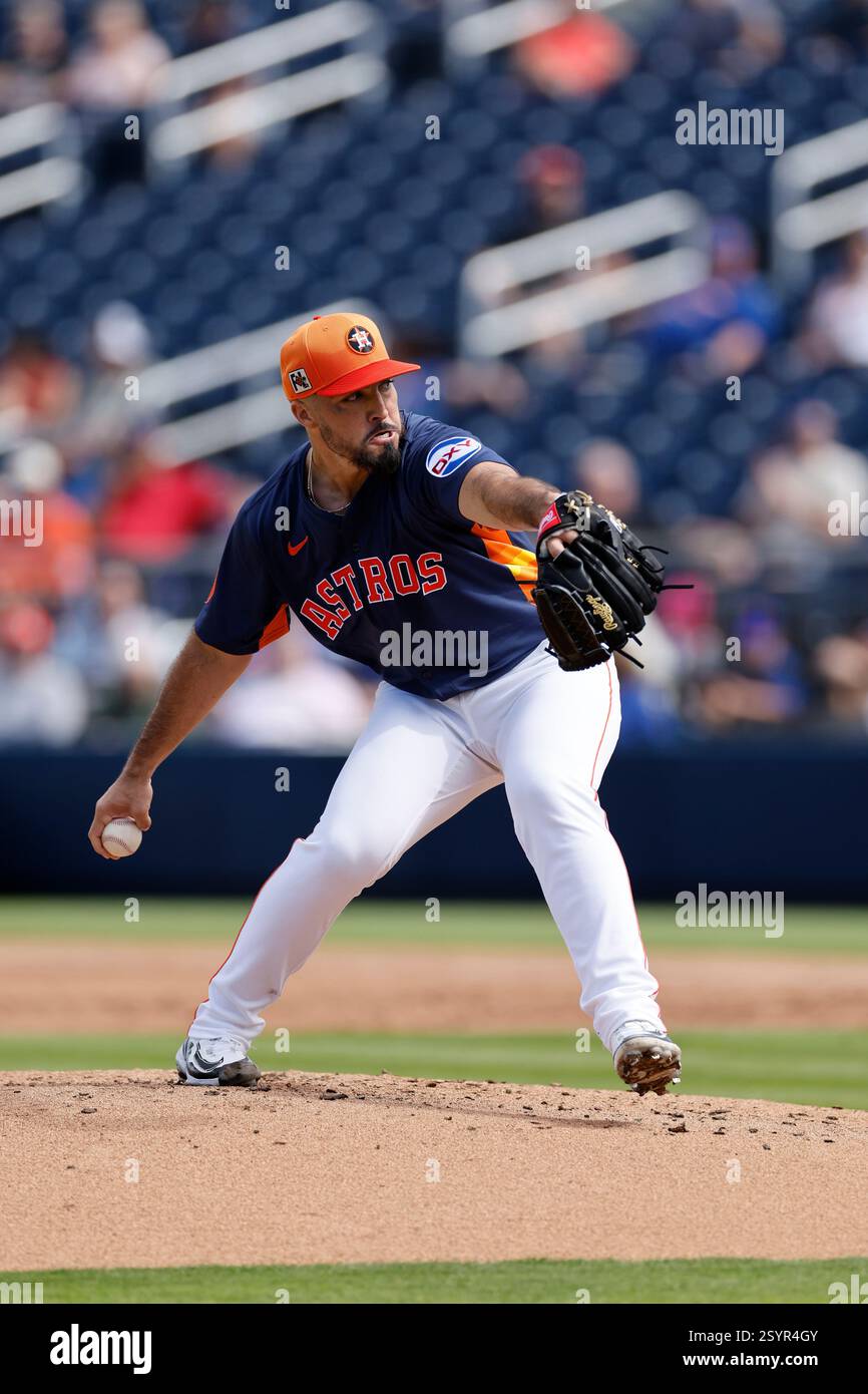WEST PALM BEACH, FL - FEBRUARY 25: Houston Astros pitcher Nick Hernandez (72) delivers a pitch ...