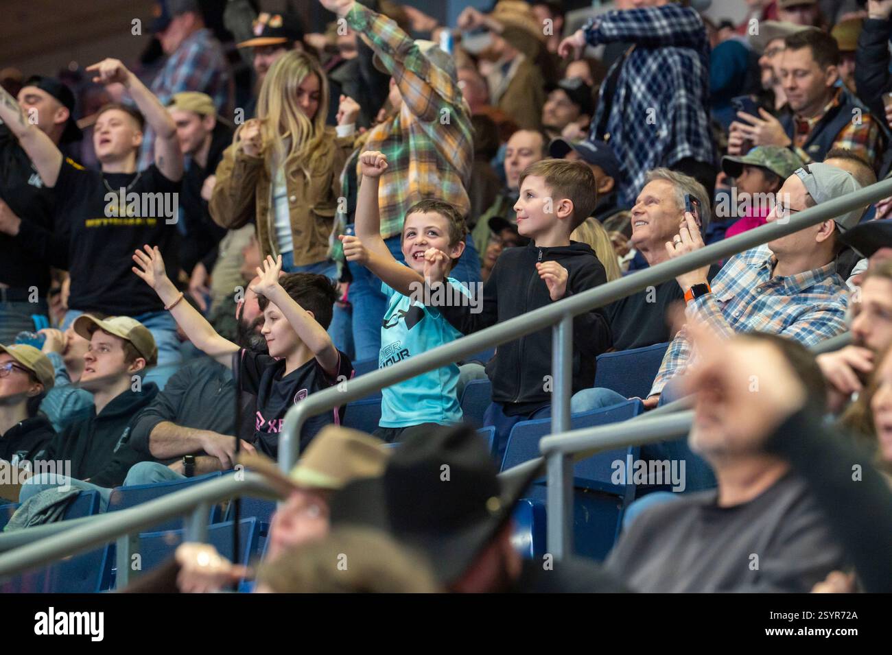 Bridgeport, United States. 28th Feb, 2025. Audience members dance ...
