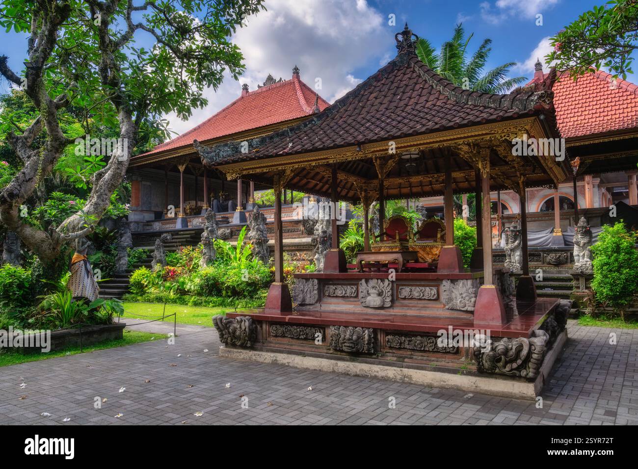 Bali, Indonesia, 10 Oct 2024 A stunning Balinese Ubud Palace pavilion ...