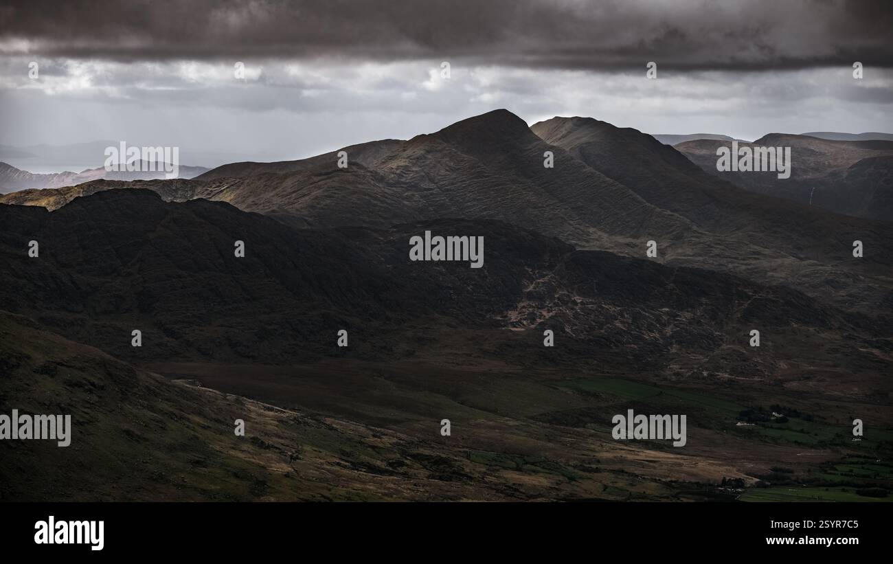 The rugged landscape features steep mountains and deep valleys ...