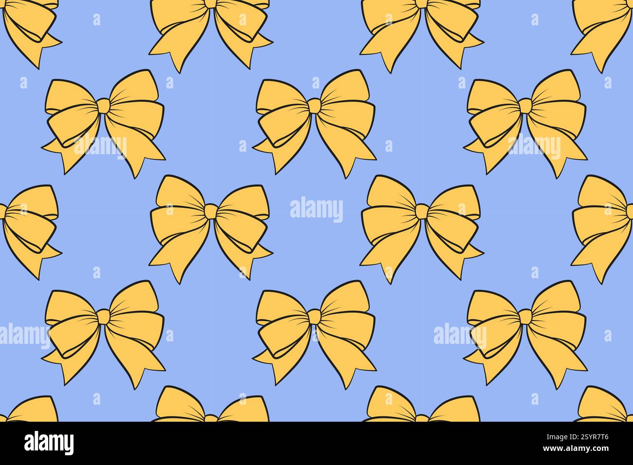Vector seamless pattern with retro bows. Yellow blue bow doodle pattern ...
