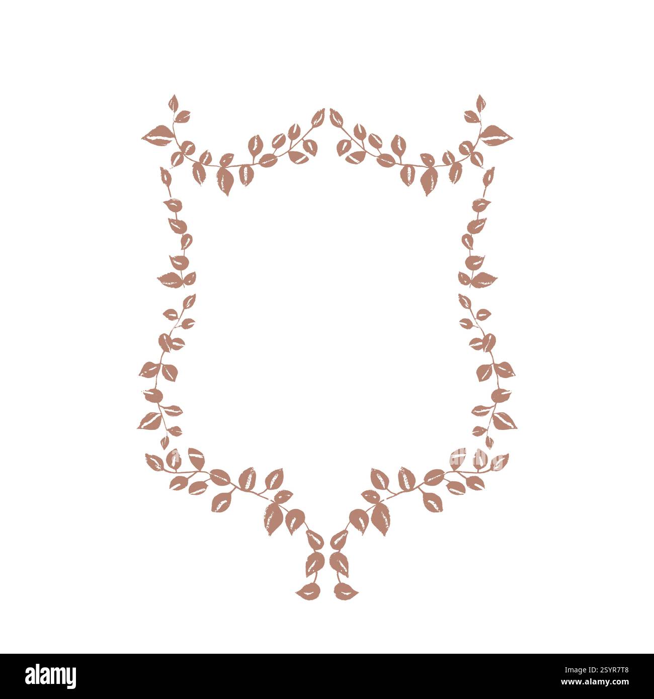 Wedding monogram crest design in mocha mousse color. Floral leaves hand ...