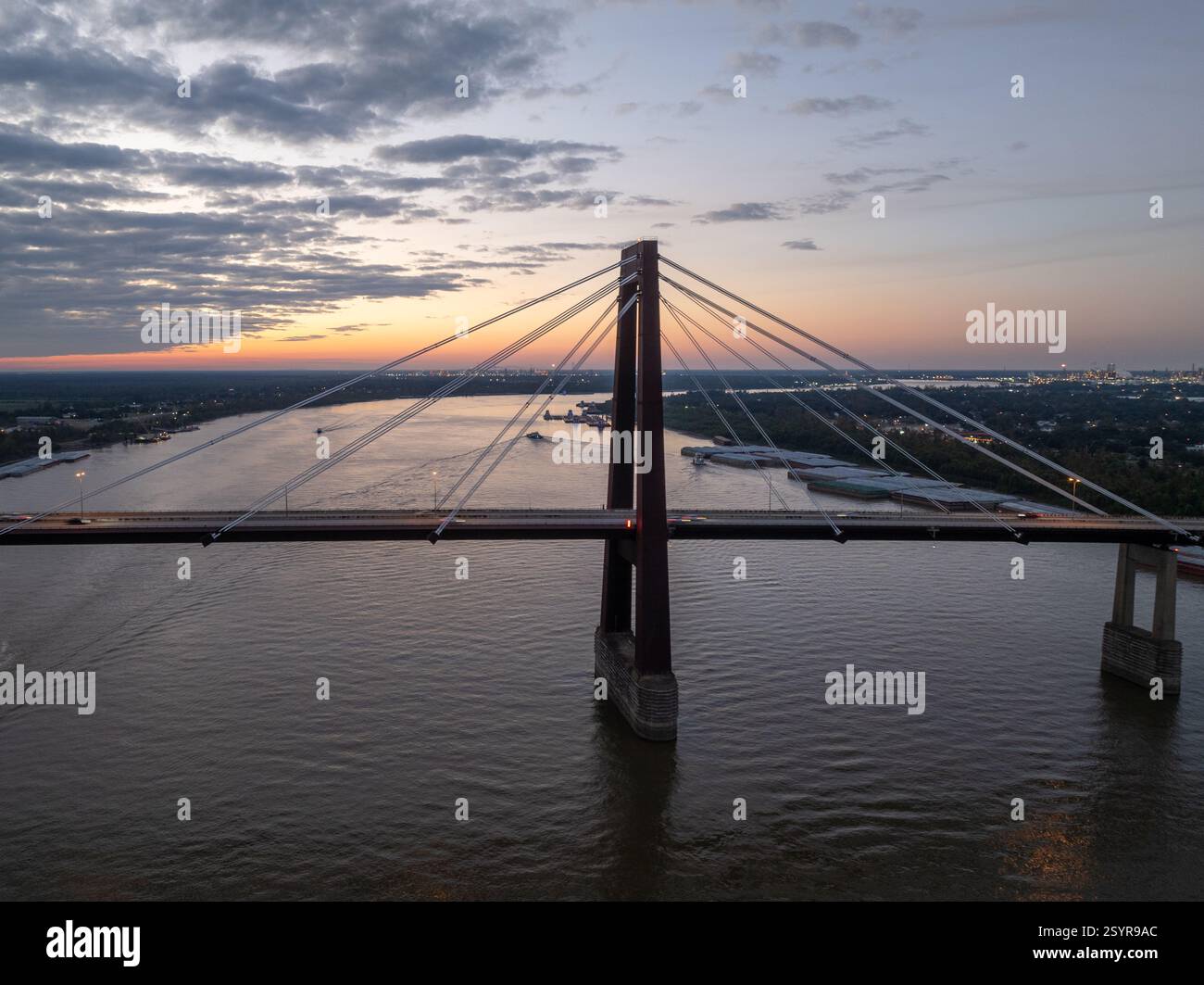 Aerial view of the Hale Boggs Memorial Bridge in Luling, South ...