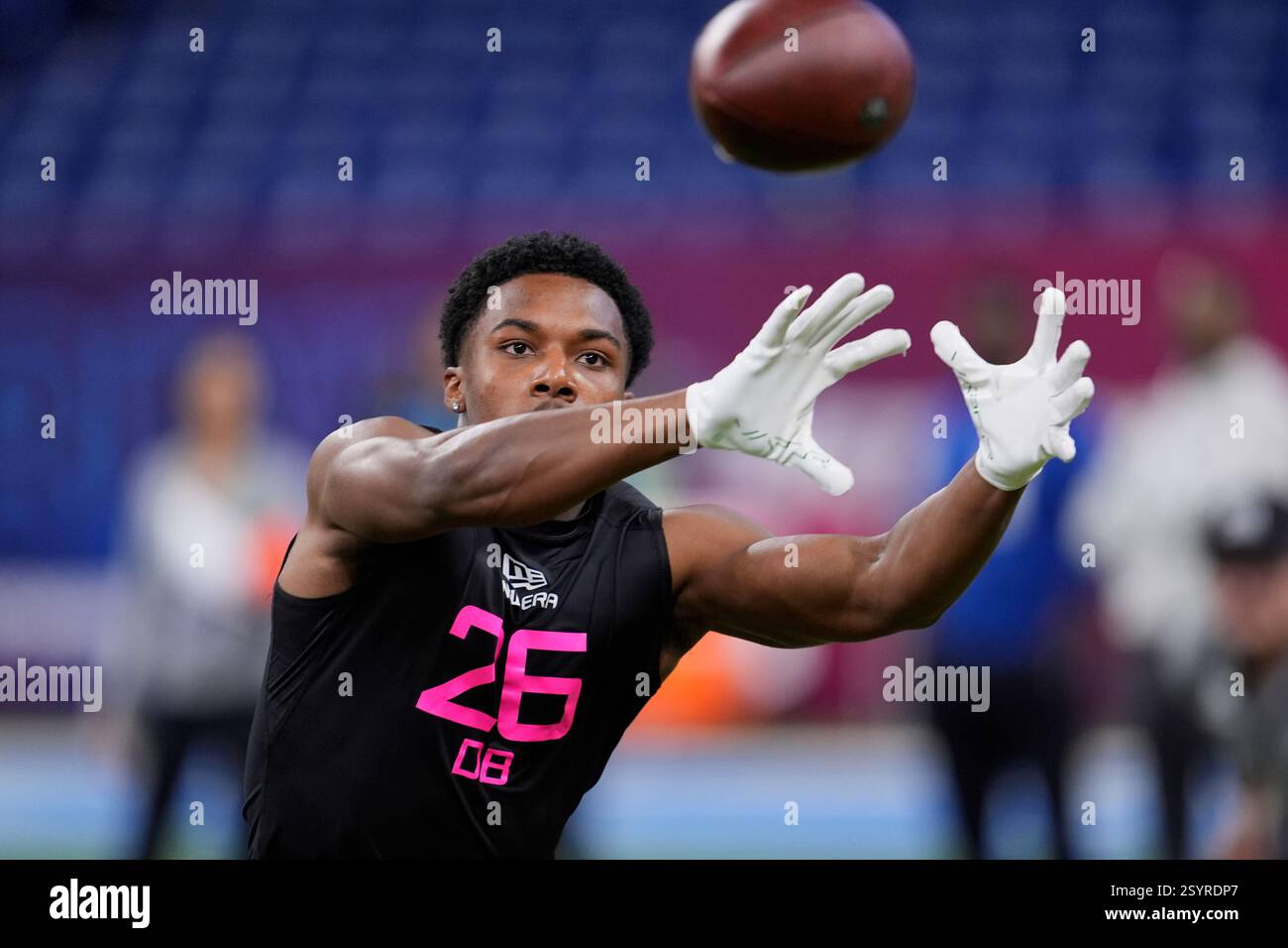 Tulane defensive back Caleb Ransaw runs a drill at the NFL football ...