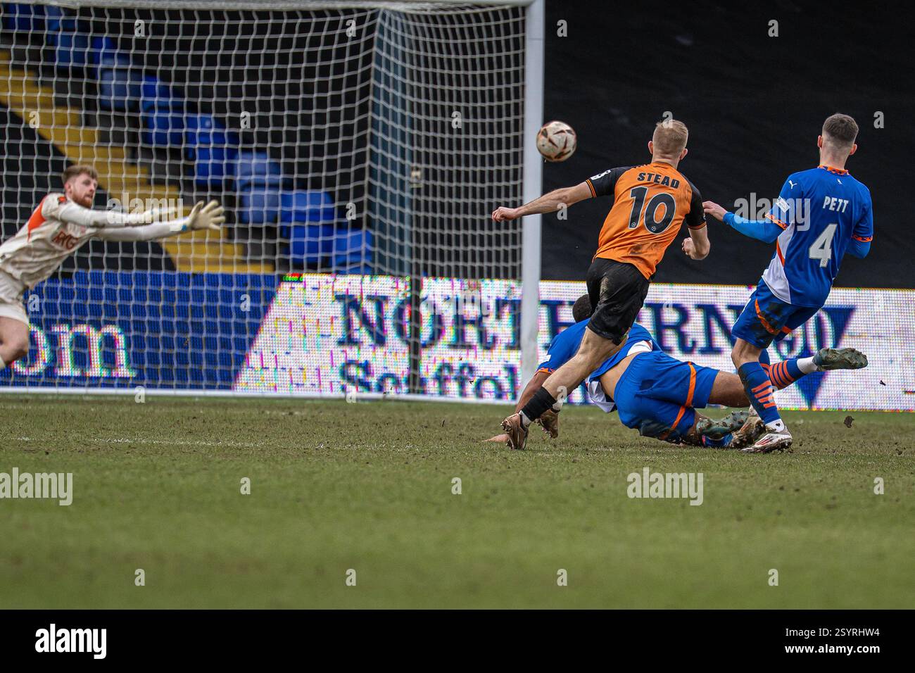 Oldham on Saturday 1st March 2025. Barnet's Callum Stead scores his ...