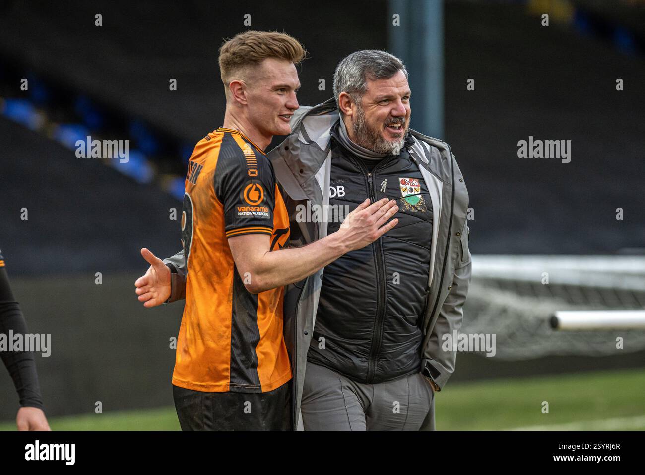 Oldham on Saturday 1st March 2025. Barnet Manager Dean Brennan and ...