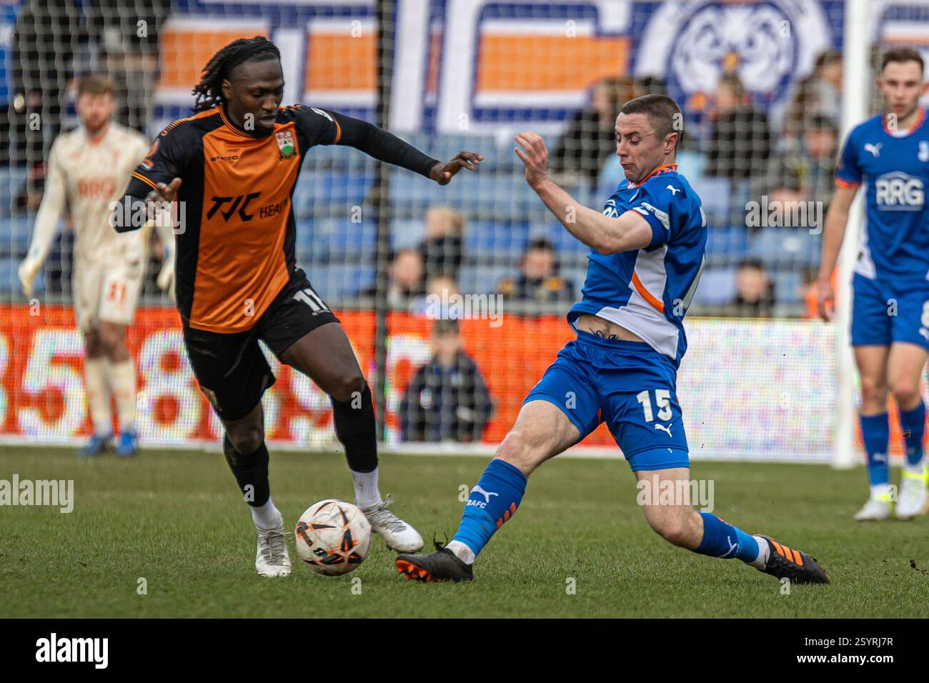 Oldham Athletic's Jordan Rossiter battles for possession during the ...