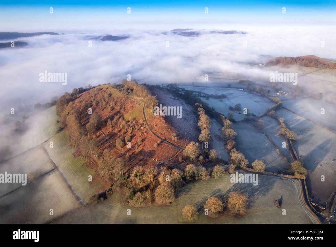 Misty views of Downham Hill near Uley Gloucestershire - known locally ...
