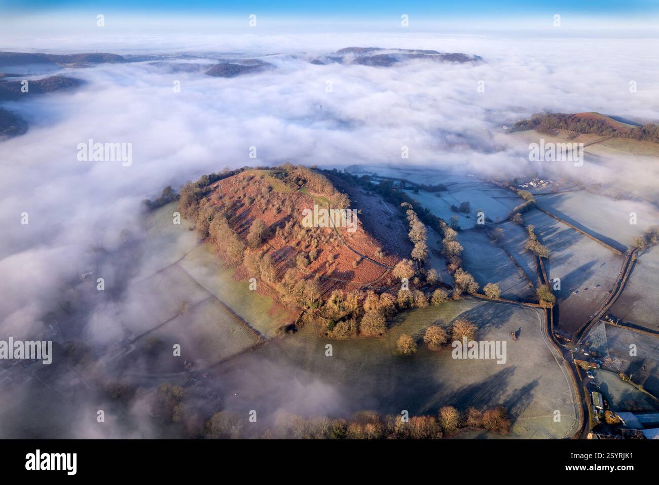 Misty views of Downham Hill near Uley, Gloucestershire - known locally ...