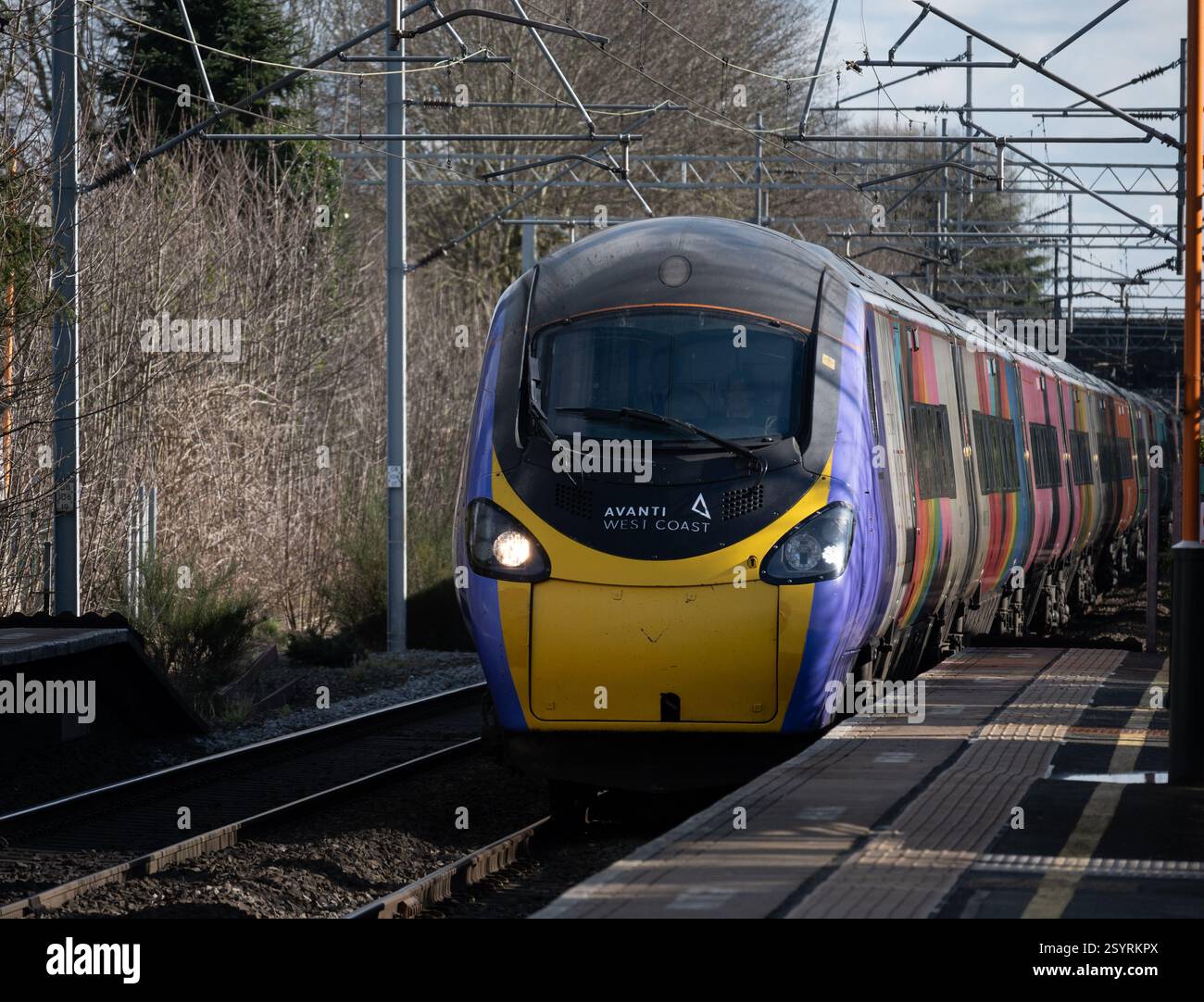 Avanti West Coast Pendolino electric train in Pride livery passing ...