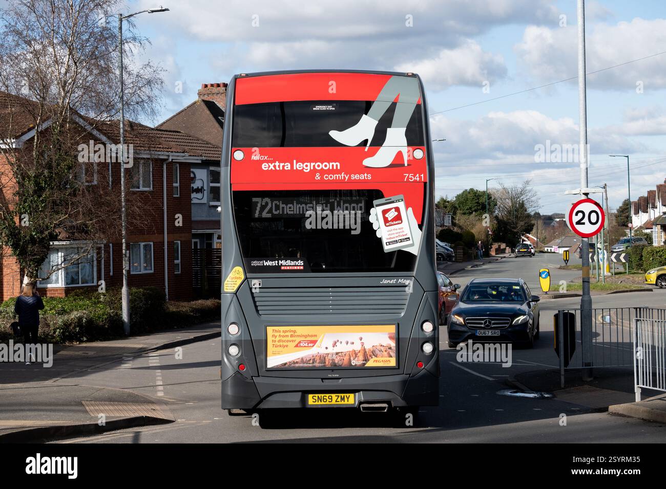 Rear view of a National Express West Midlands bus at Marston Green ...