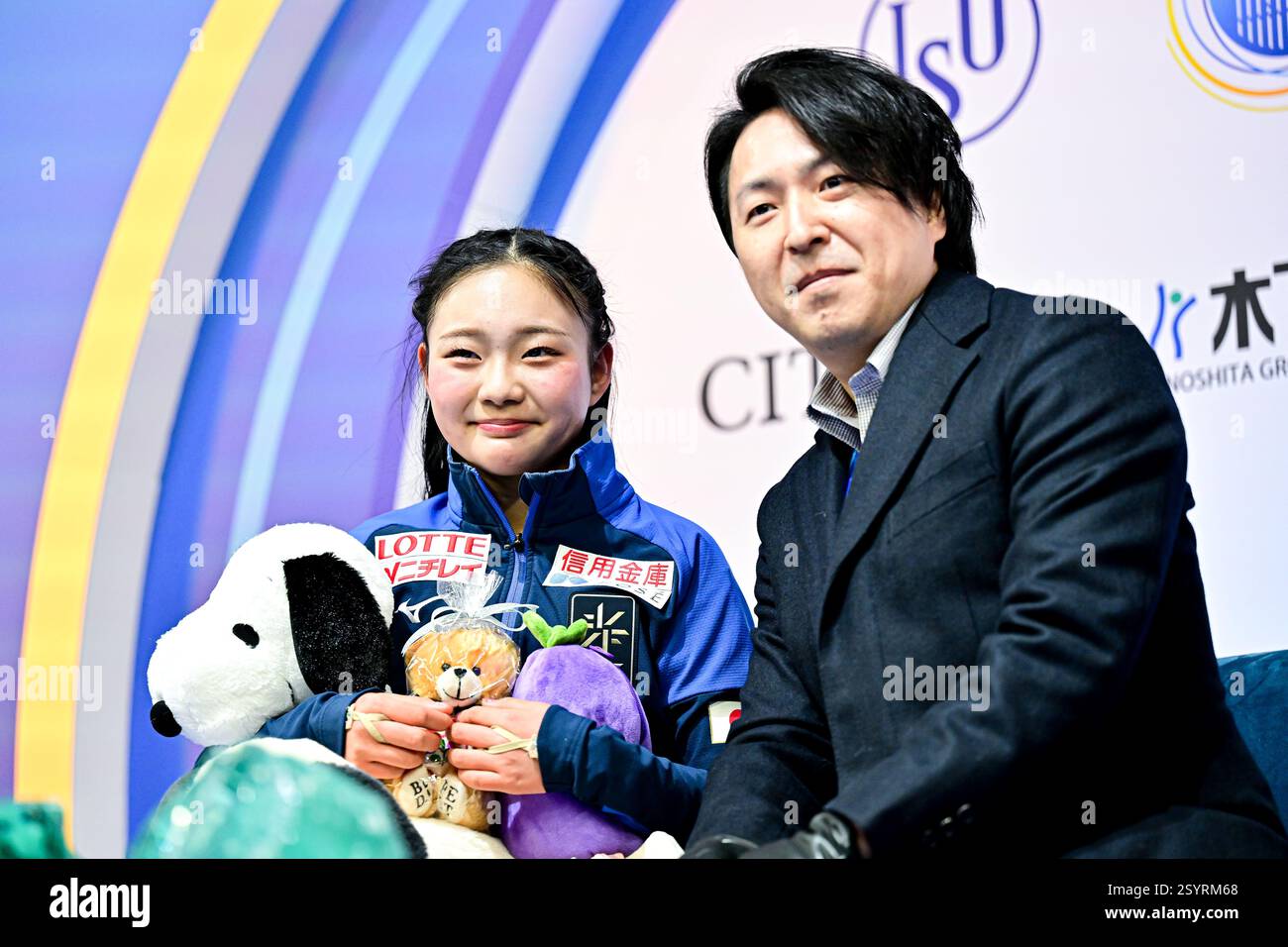 Kaoruko WADA (JPN), at Kiss & Cry, during Junior Women Free Skating, at ...