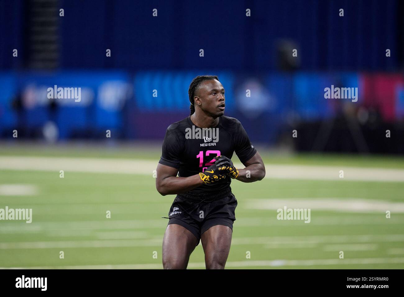 Iowa defensive back Jermari Harris runs a drill at the NFL football ...