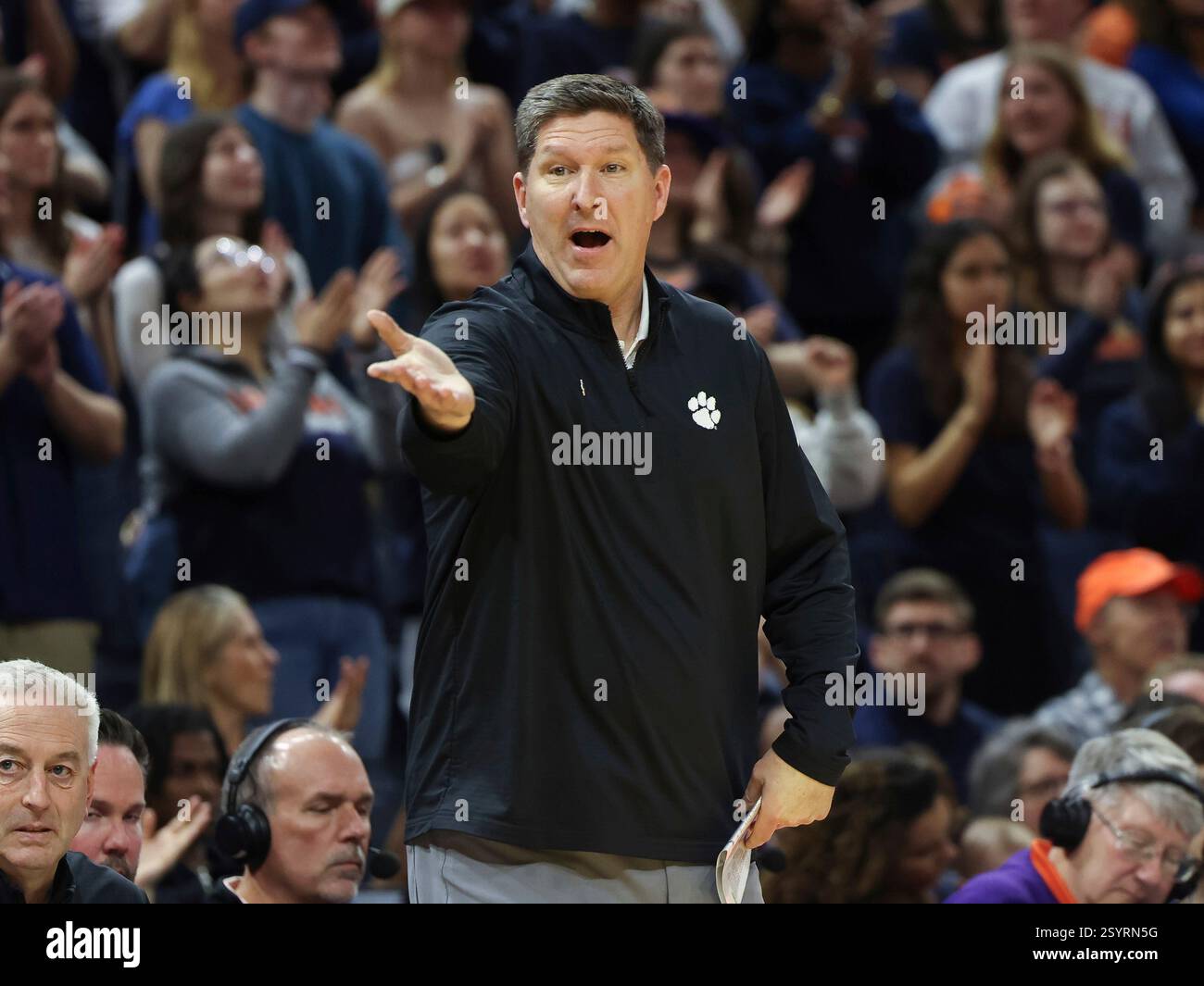 Clemson head coach Brad Brownell reacts to a call during the first half ...