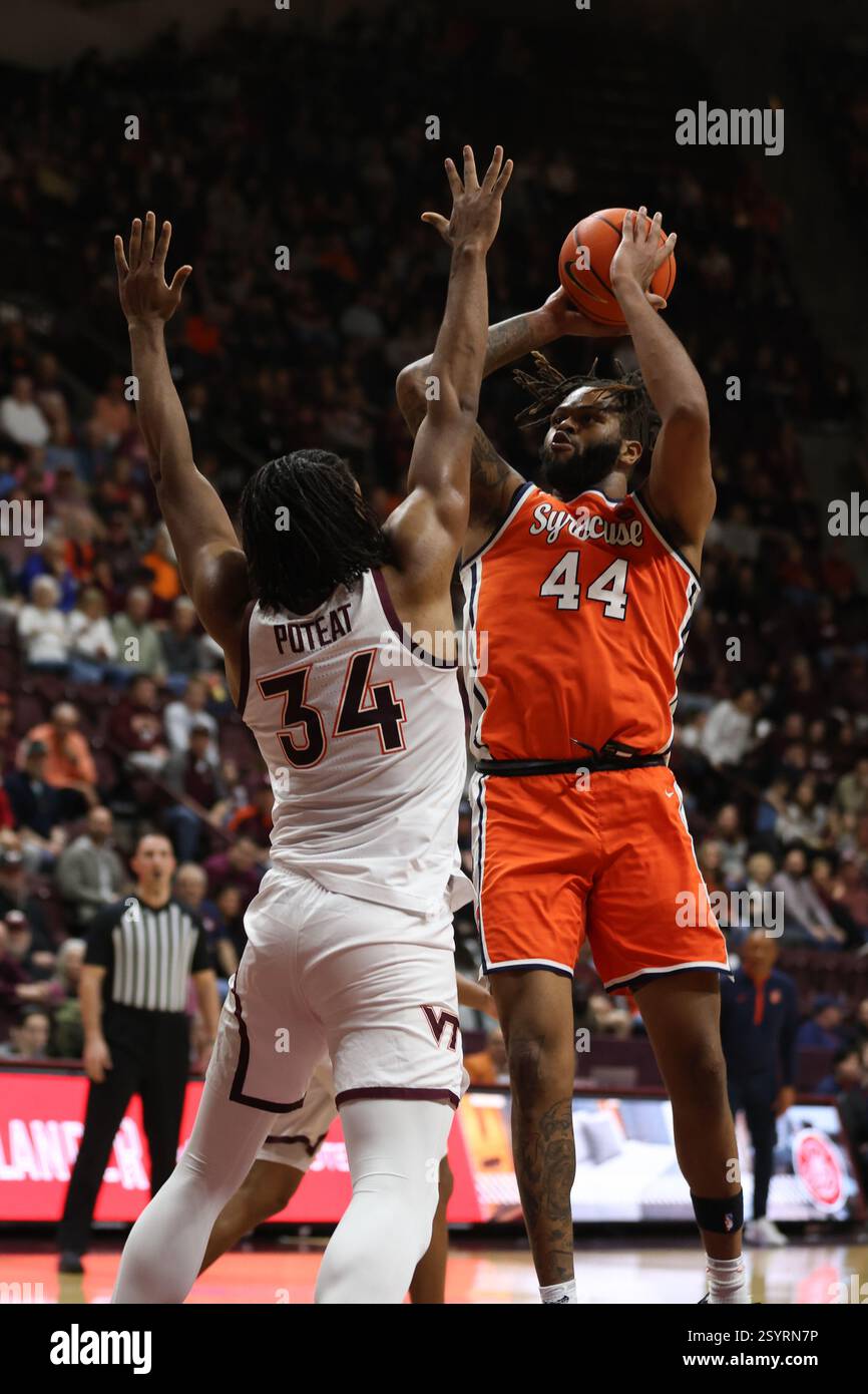 March 1, 2025: Syracuse Orange center Eddie Lampkin Jr. (44) shoots the ...