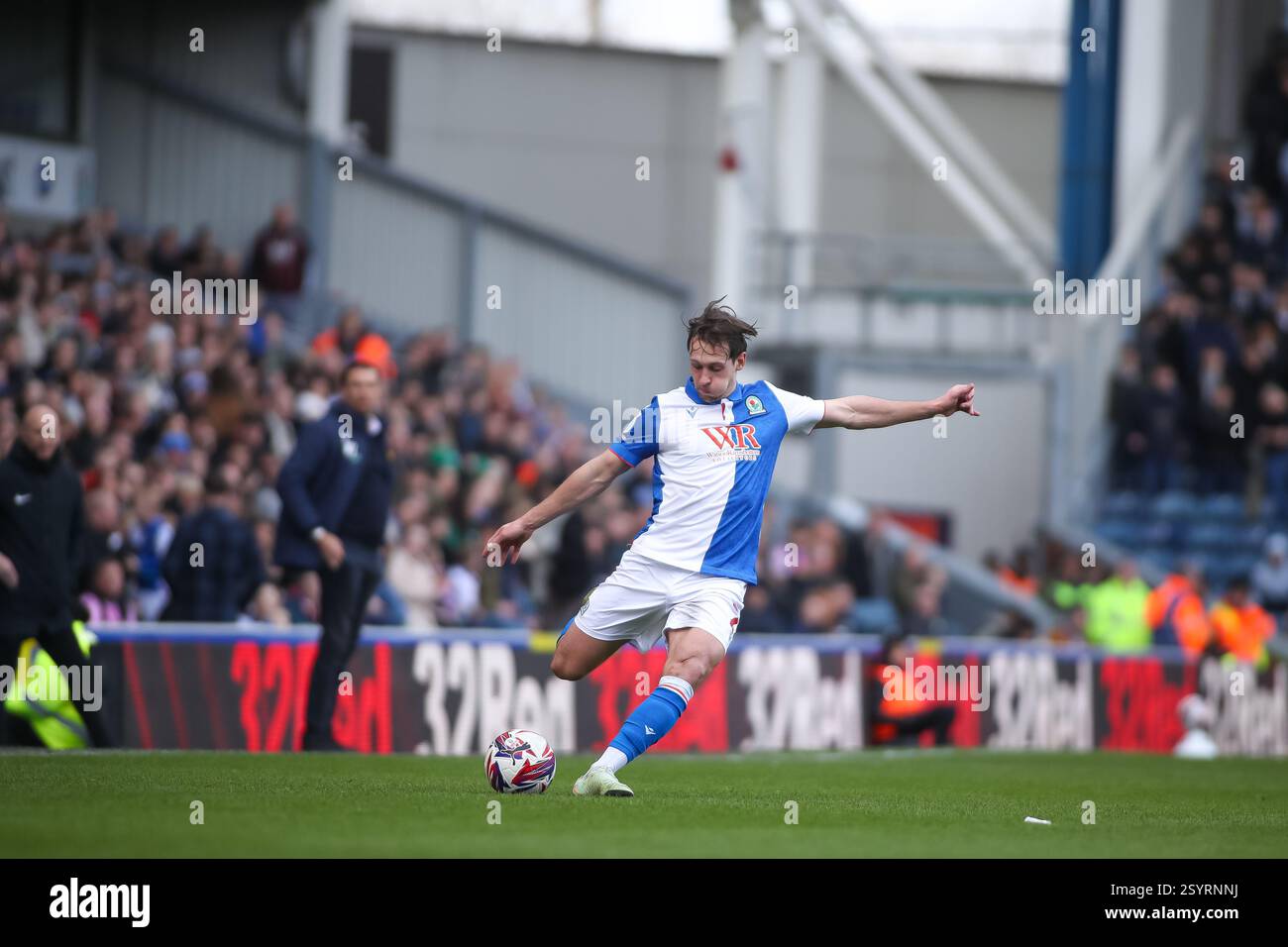 Callum Brittain of Blackburn Rovers crosses the ball during the EFL ...