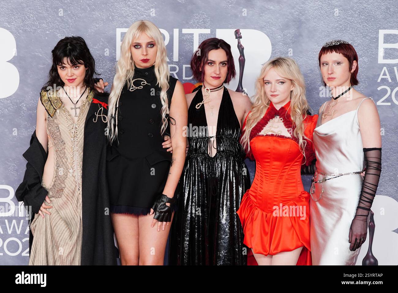 (left to right) Abigail Morris, Georgia Davies, Aurora Nishevci, Emily Roberts and Lizzie ...