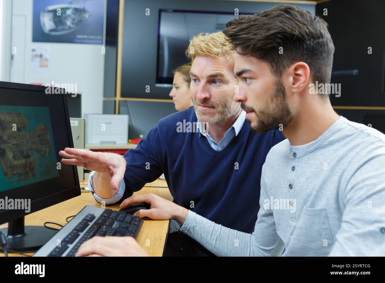 mechanical engineering student studying design from computer Stock ...