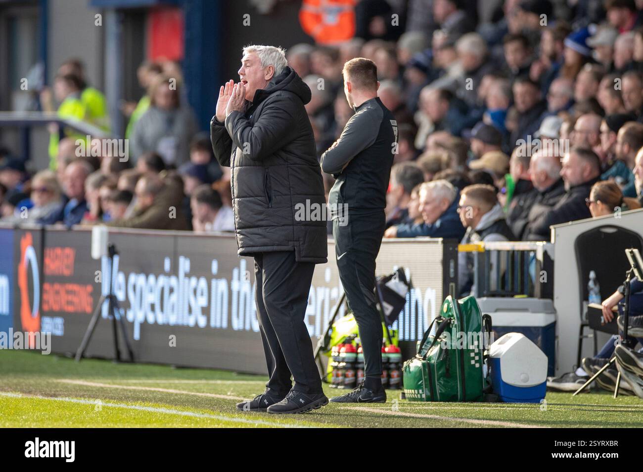 Stockport on Saturday 1st March 2025. Blackpool F.C. Manager Steve ...
