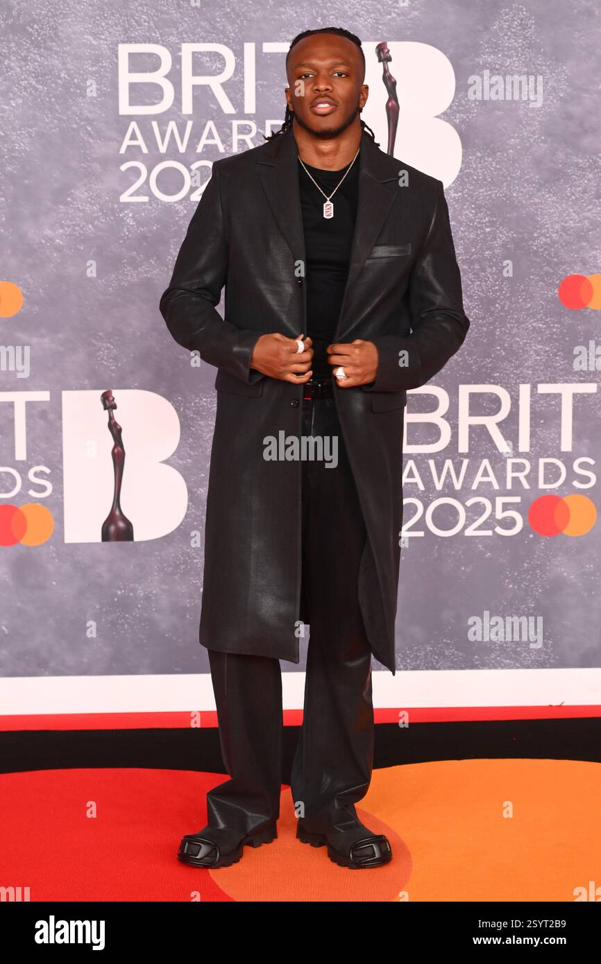 London, UK. 1 March 2025. KSI arriving for The BRIT Awards 2025 at London's O2 Arena. Photo ...
