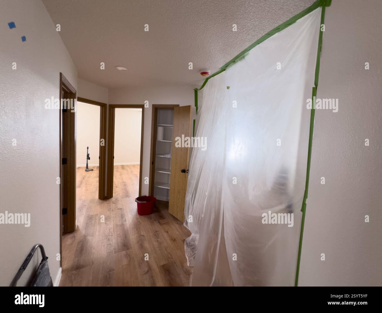 Plastic Sheet Covering Hallway During Renovation Work Stock Photo - Alamy