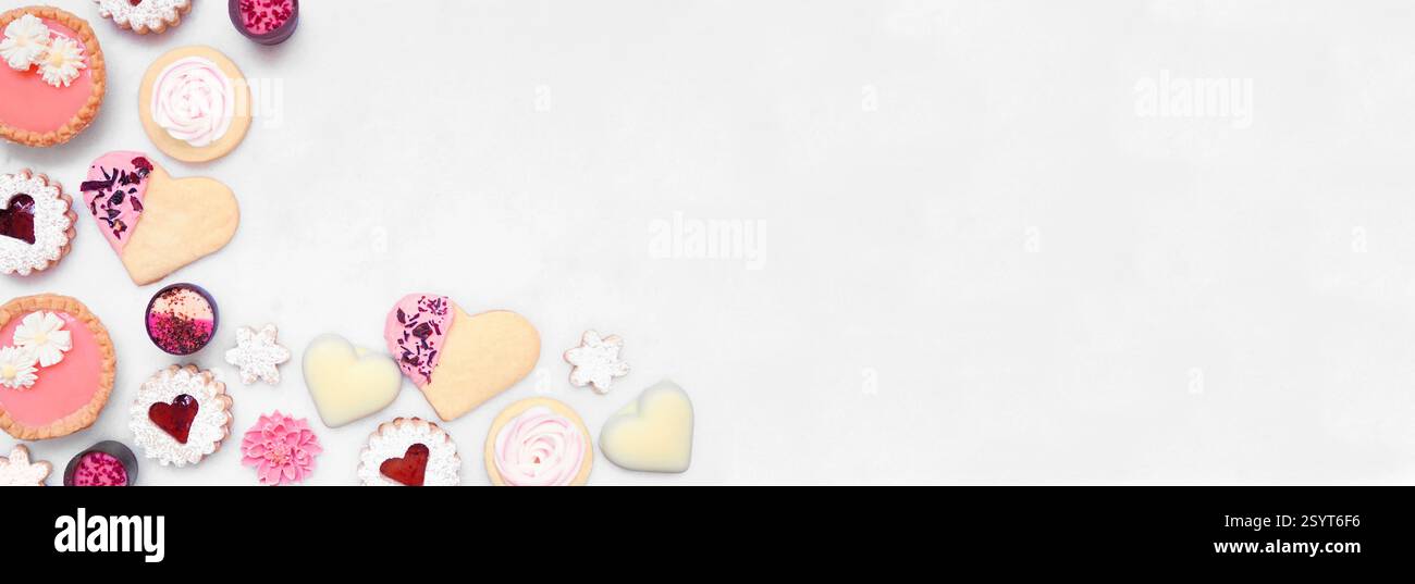 Mothers Day or love themed baking corner border with a variety of ...