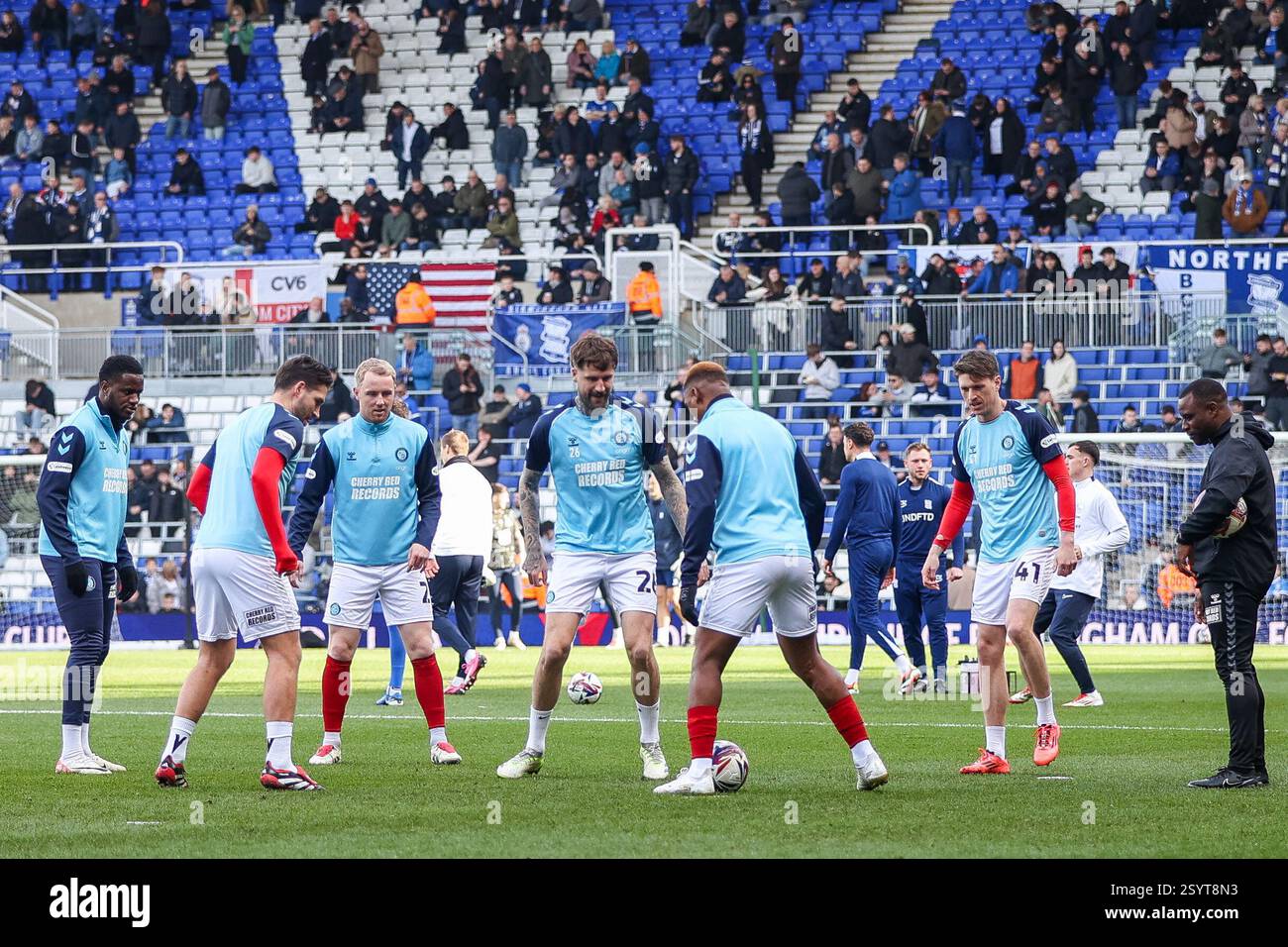 Wycombe Wanderers players at warm up during the Sky Bet League 1 match ...