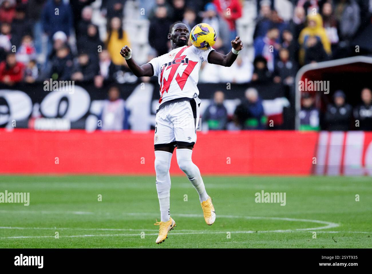 MADRID, SPAIN - March1: Pathe Ciss of Rayo Vallecano controls the ball ...