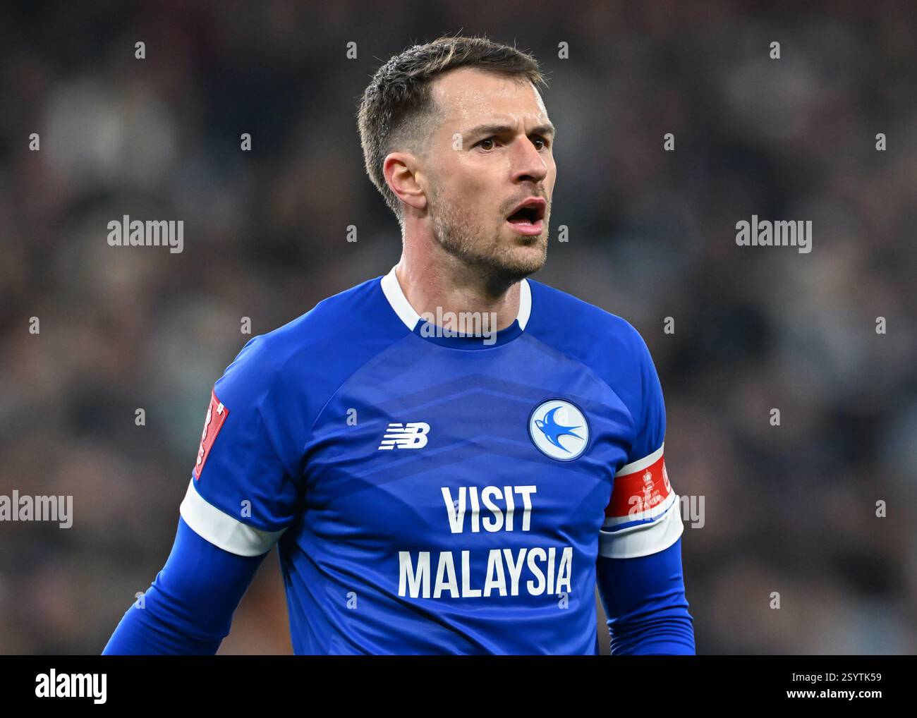 Birmingham, UK. 28th Feb, 2025. Aaron Ramsey of Cardiff City during the ...
