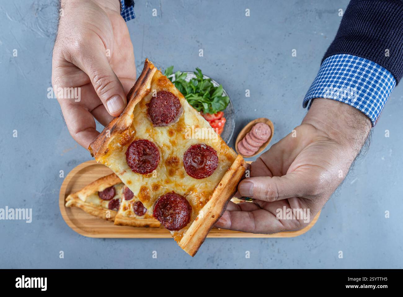 Traditional Turkish Pita (Turk Pidesi); Sucuk Pide. Turkish Pide with ...