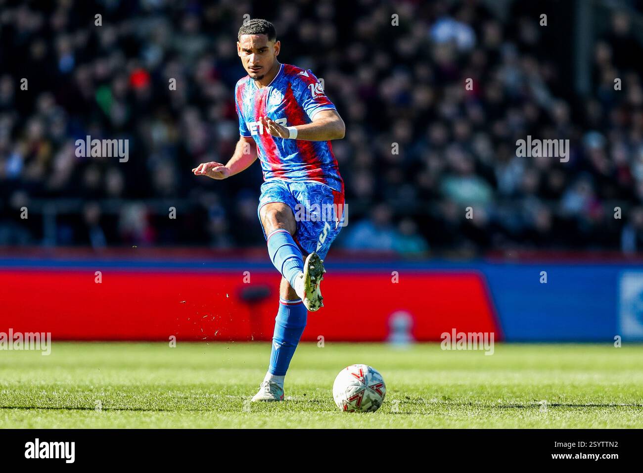 London, UK. 01st Mar, 2025. Maxence Lacroix of Crystal Palace passes the ball during the ...