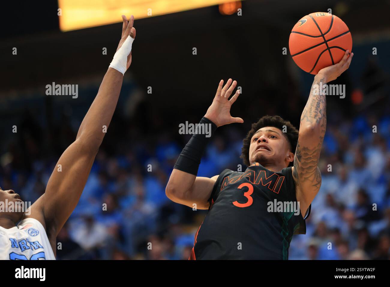 March 1, 2025: Miami (Fl) Hurricanes guard Jalil Bethea (3) shoots a ...