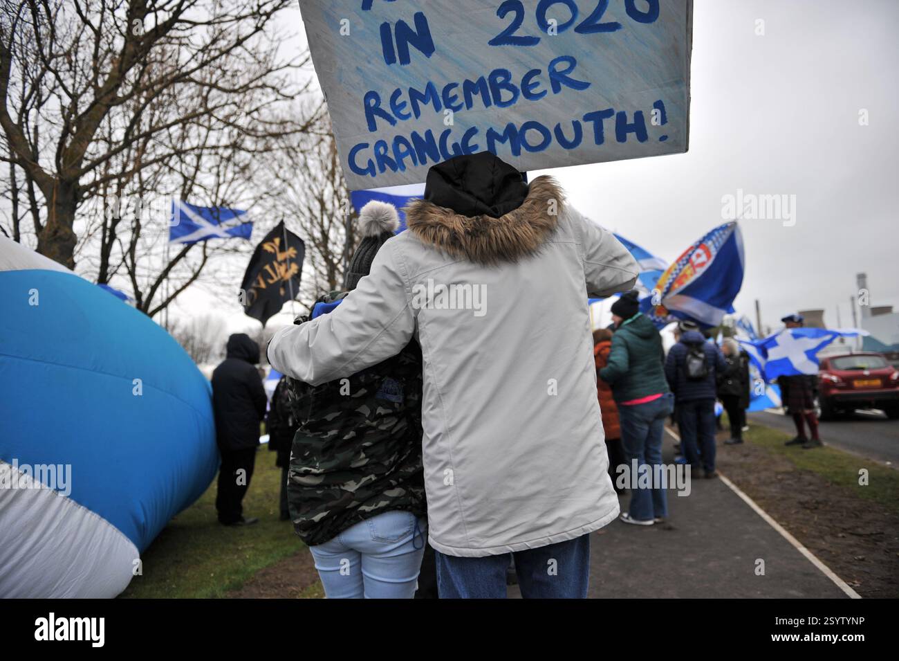 Grangemouth, UK. 1st March, 2025 - Two protesters hold each other ...