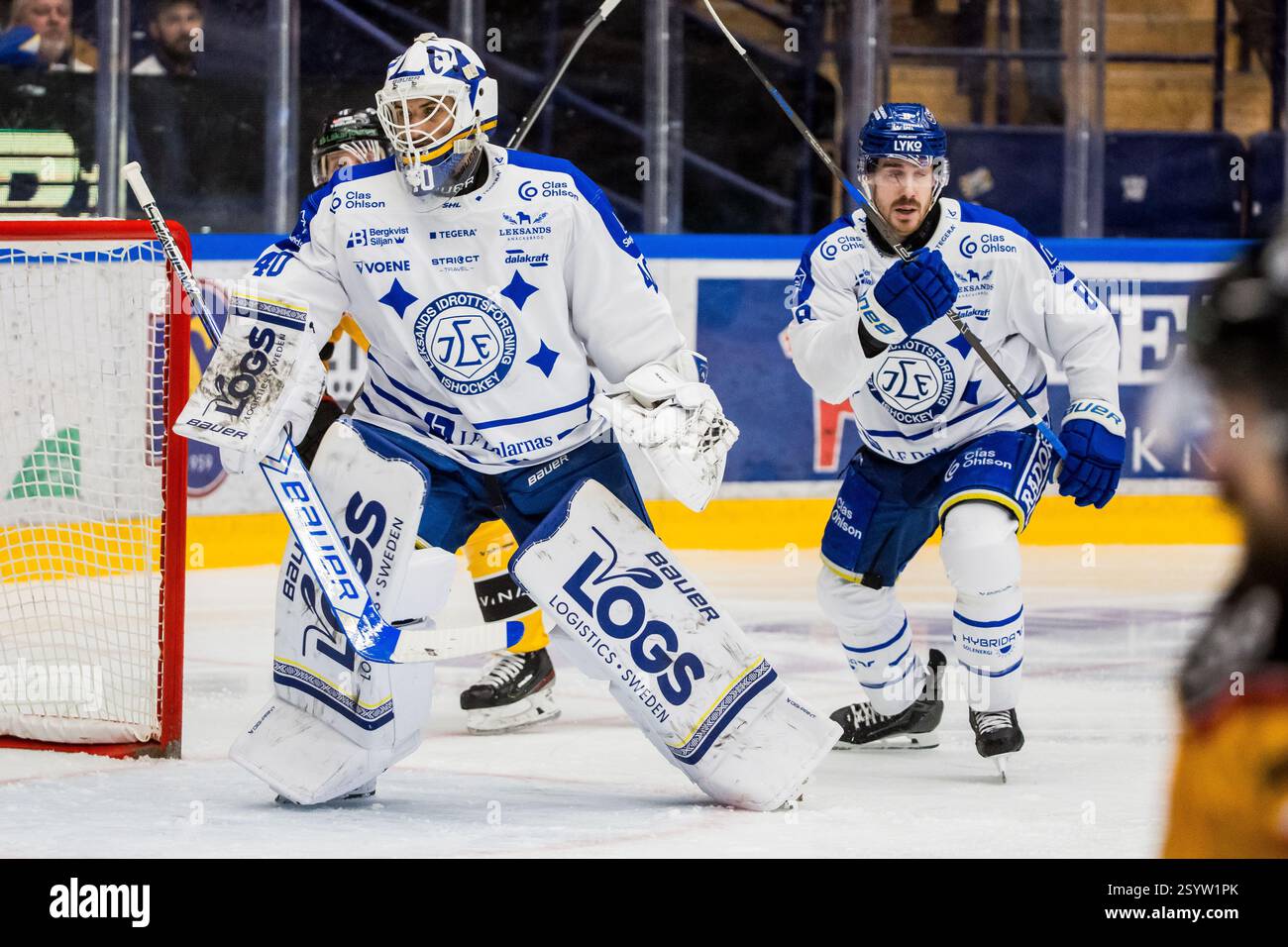 Leksand, Sverige. 01st Mar, 2025. 250301 Leksands målvakt Mantas Armalis under ishockeymatchen i ...