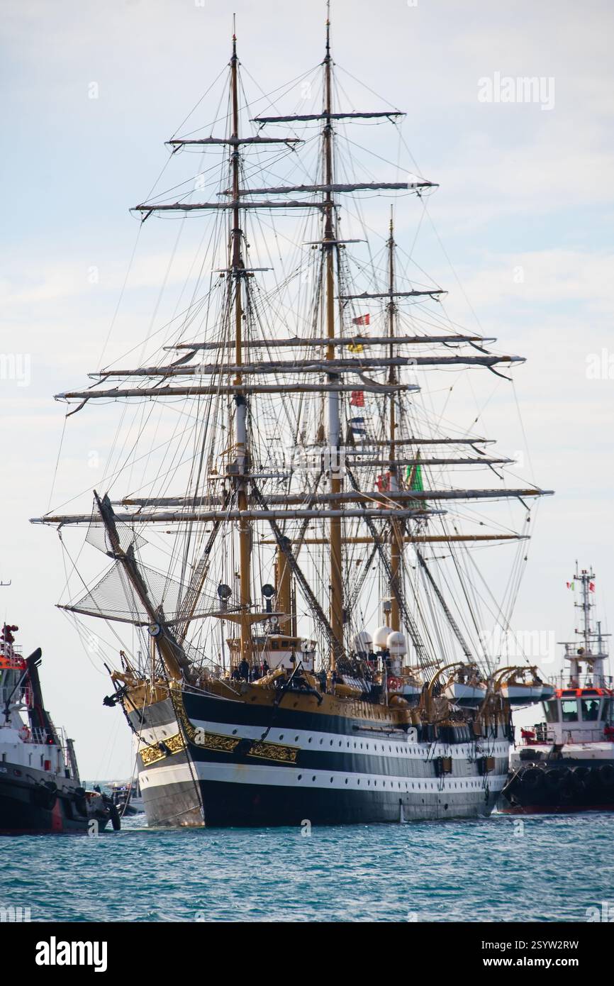 The Amerigo Vespucci Naval Academy officer cadet training ship during ...