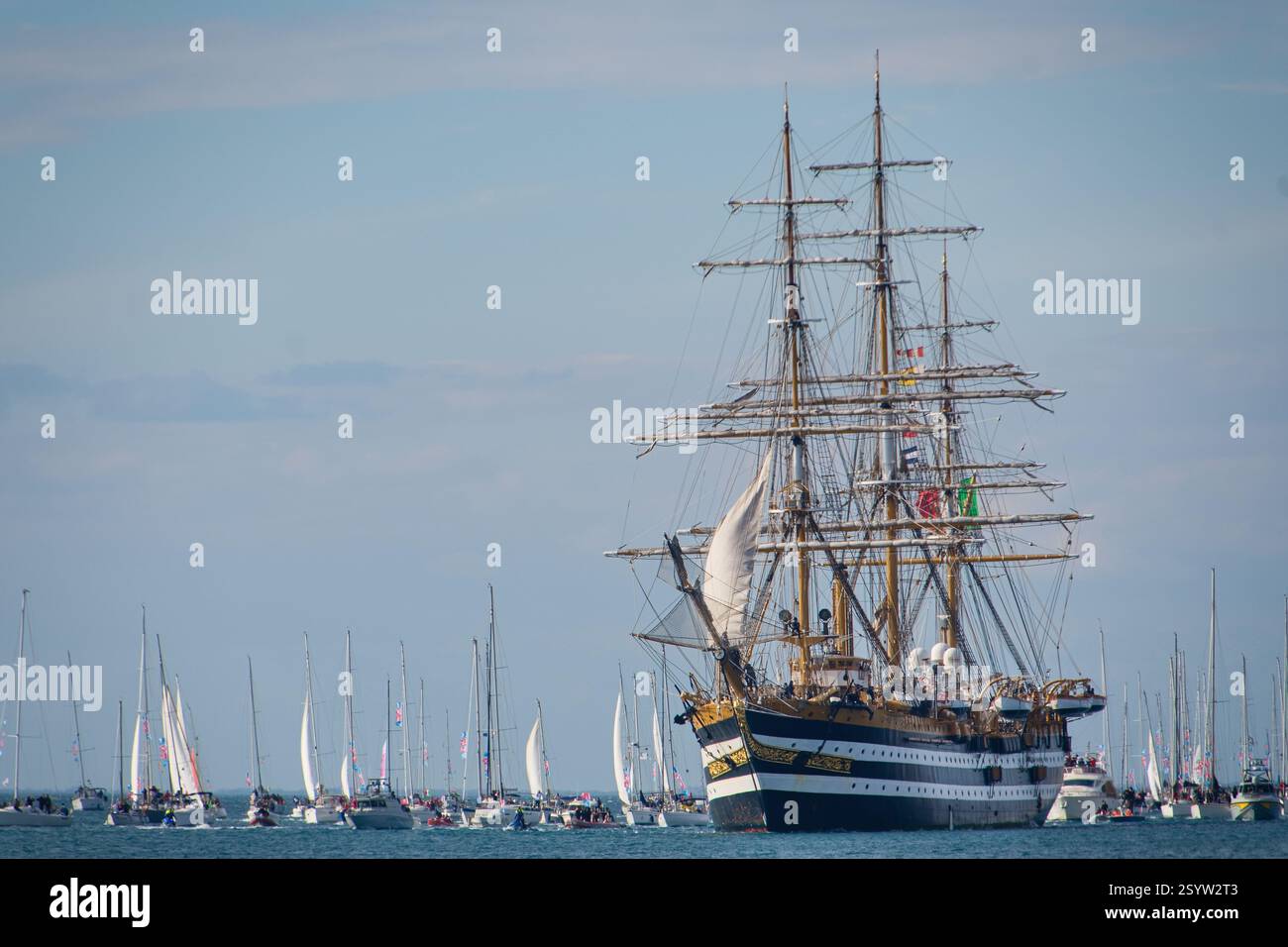 The Amerigo Vespucci Naval Academy officer cadet training ship during ...