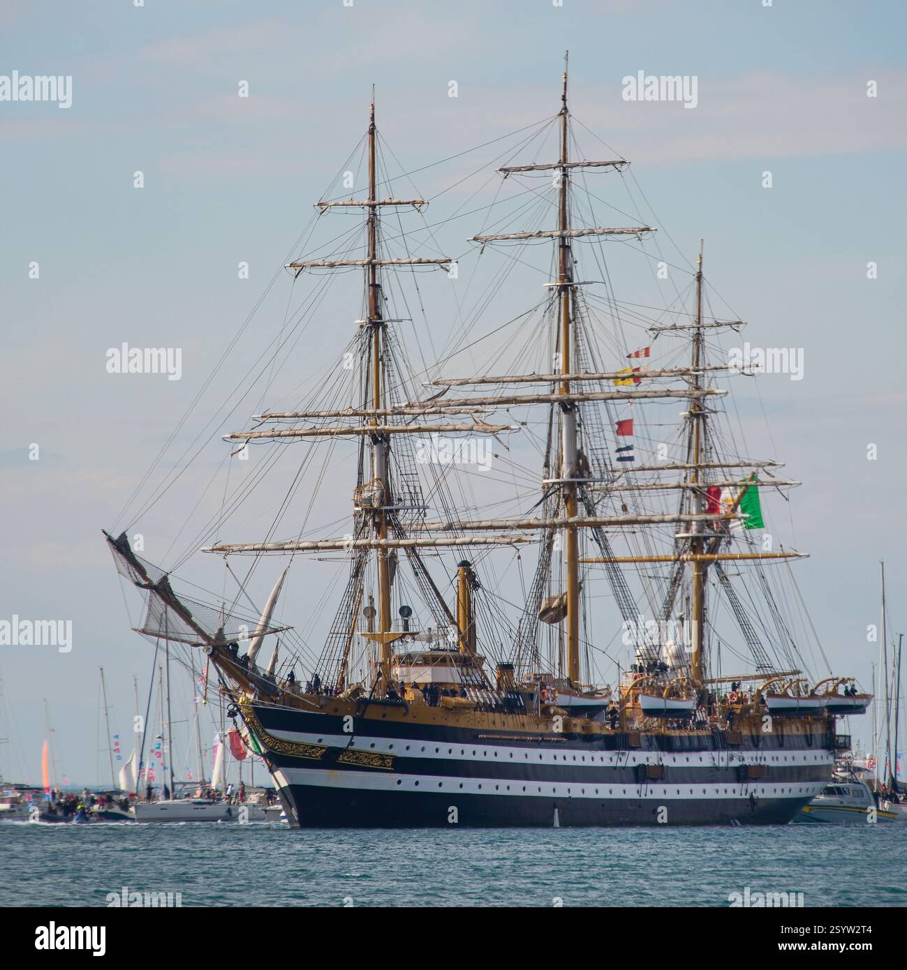 The Amerigo Vespucci Naval Academy officer cadet training ship during ...