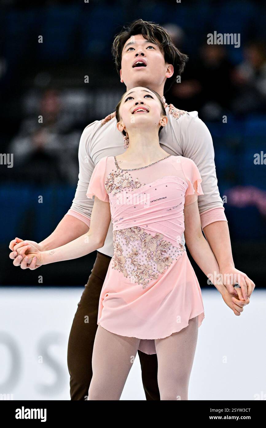 Sae SHIMIZU & Lucas Tsuyoshi HONDA (JPN), during Junior Pairs Free Skating, at the ISU World ...
