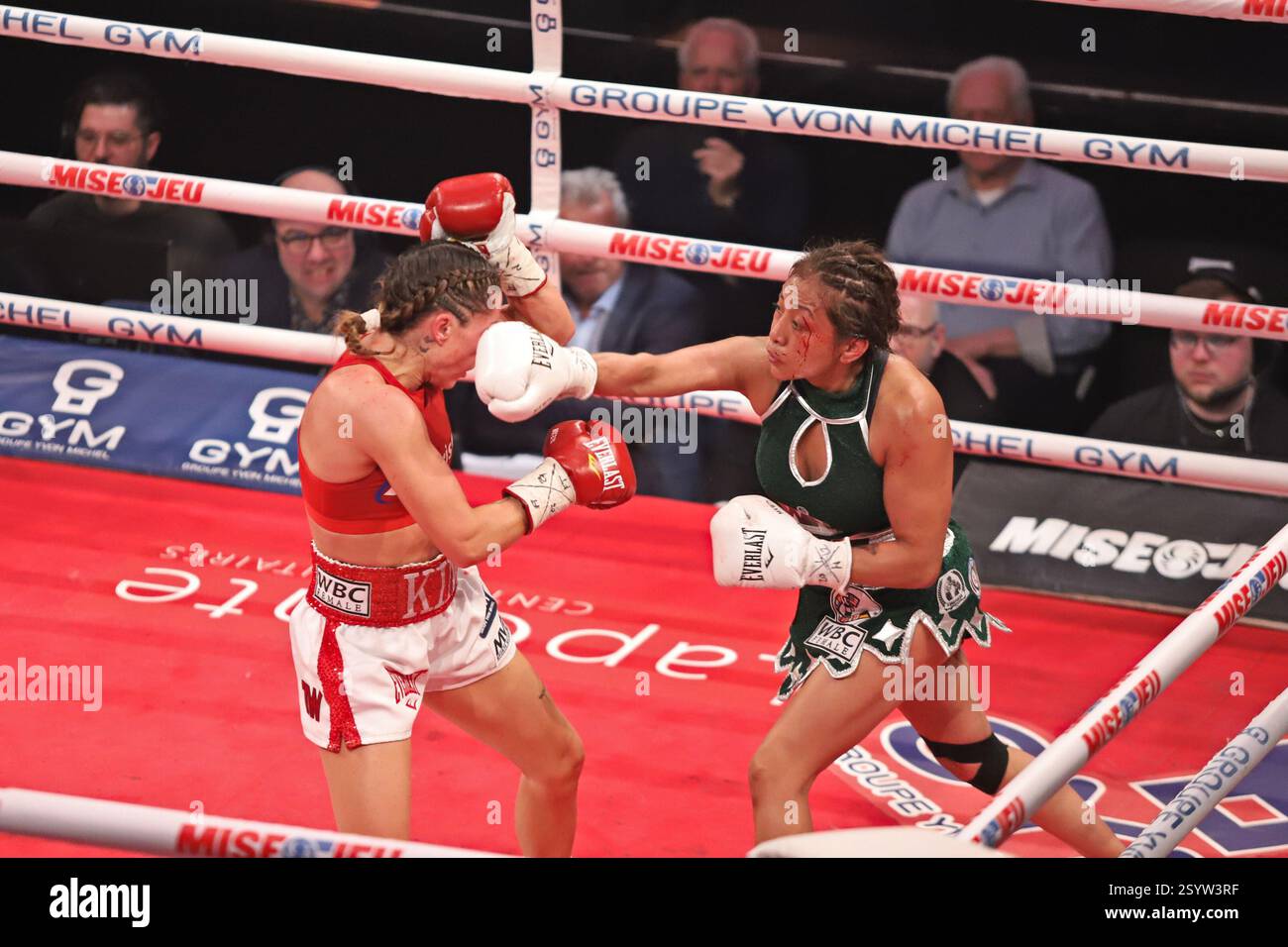 Montreal, Canada. 27th Feb, 2025. Anabel Ortiz punches Kim Clavel ...
