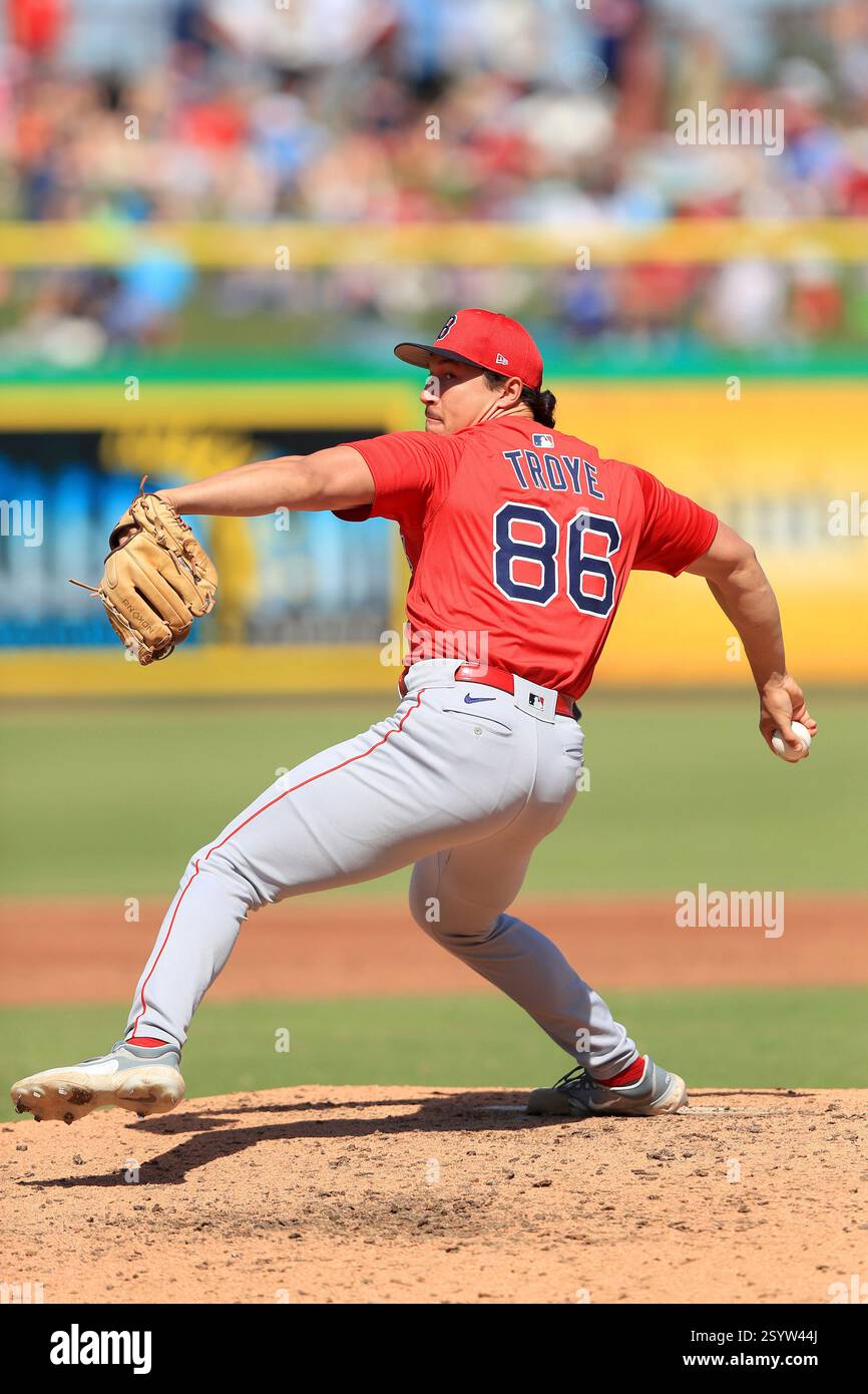 CLEARWATER, FL - FEBRUARY 28: Boston Red Sox Pitcher Chris Troye (86 ...