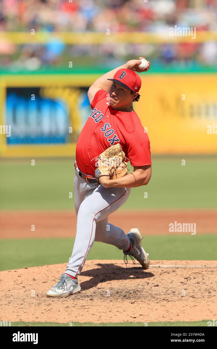 CLEARWATER, FL - FEBRUARY 28: Boston Red Sox Pitcher Chris Troye (86 ...