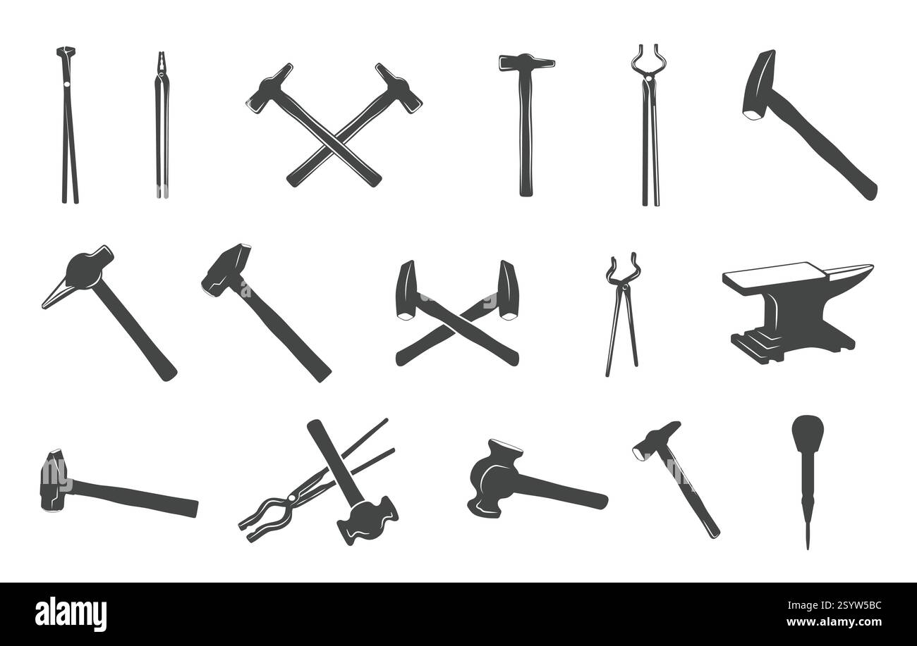 Blacksmith tools svg, Blacksmith tools silhouette, Vintage tools ...
