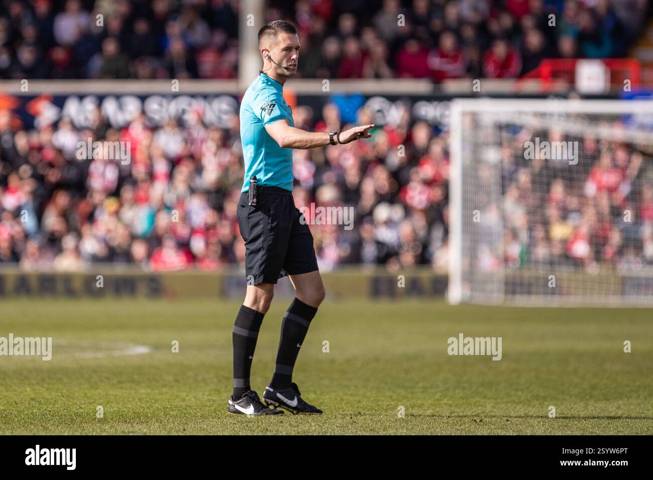 Referee Declan Bourne during the Sky Bet League 1 match Wrexham vs ...